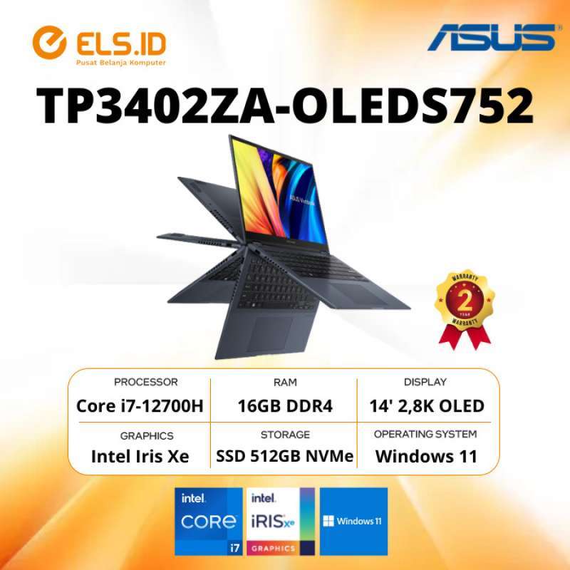 Jual Asus Vivobook Flip TP3402ZA-OLEDS752 i7-12700H 16GB SSD 512GB 14 ...