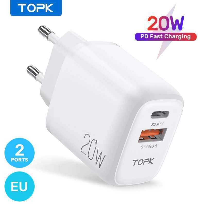 Promo TOPK Charger USB Type C PD QC3.0 2 Port 20W - B210P Warna Putih Diskon 59% di Seller ...