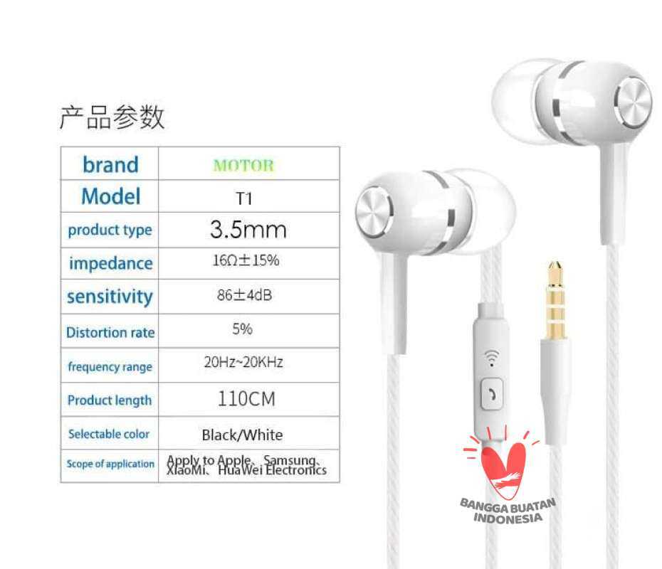 Jual Motor T1 In Ear Monitor Earphone Gaming Bass Headset Microphone Di ...