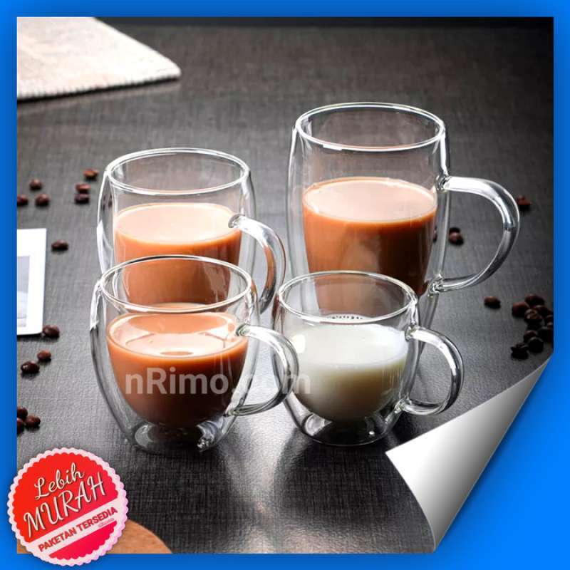 Promo Gelas Kopi Kaca Double Wall Anti Panas 160 ml Double Wall Glass ...