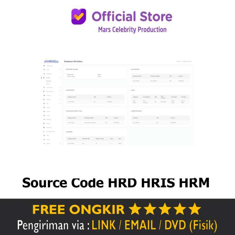 Jual Source Code Aplikasi HRD HRIS HRM Payroll Penggajian Karyawan Pegawai Perusahaan HRMGo ...