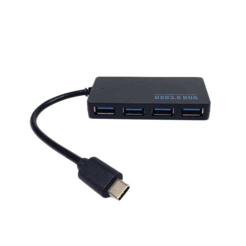 Jual USB Type C to USB 3.0 Hub Adaptor 4 Port - UH-103C Warna Hitam Slot USB 4 Port di Seller ...