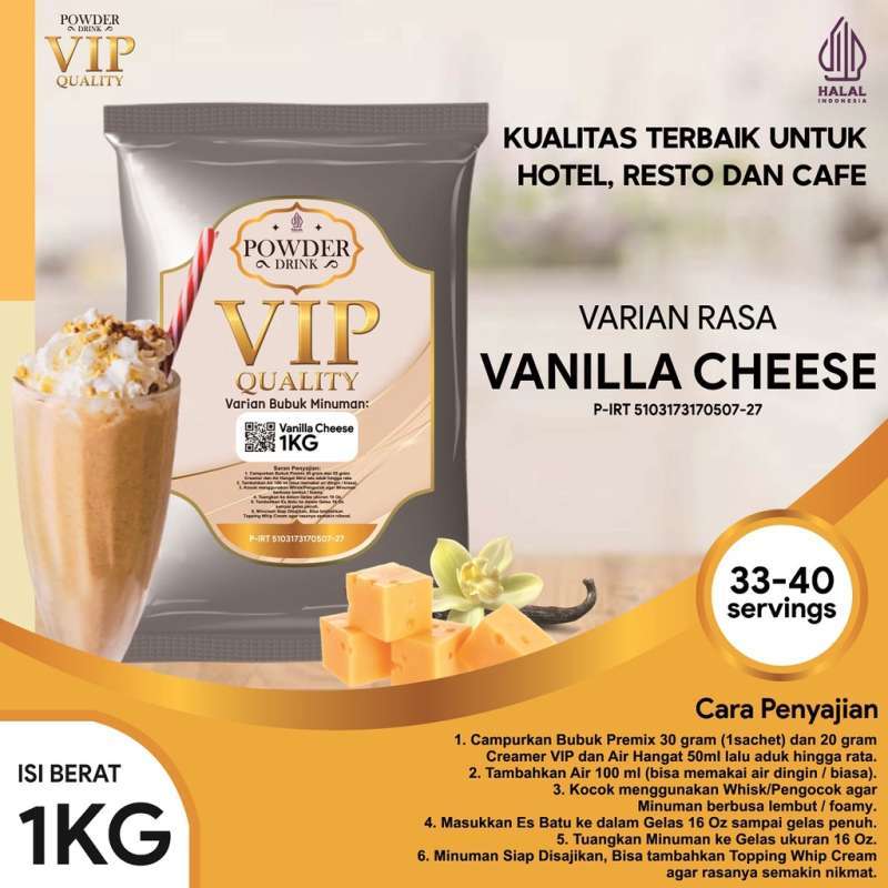 Promo Bubuk Minuman Kualitas VIP Rasa Vanilla Cheese 1 Kg Vanila Keju ...