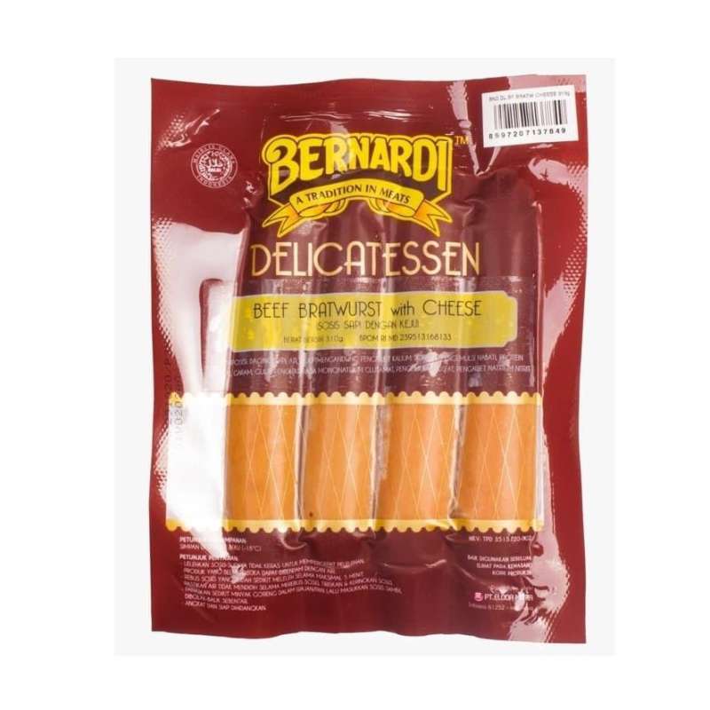 Jual Bernardi Deli Beef Bratwurst with Cheese 1 pack di Seller BERNARDI ...