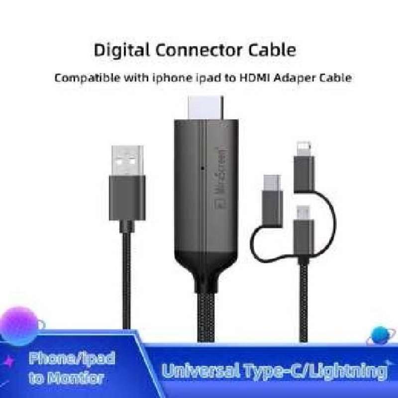 Jual MiraScreen Adaptor USB Type C + Micro USB + Lightning to HDMI ...