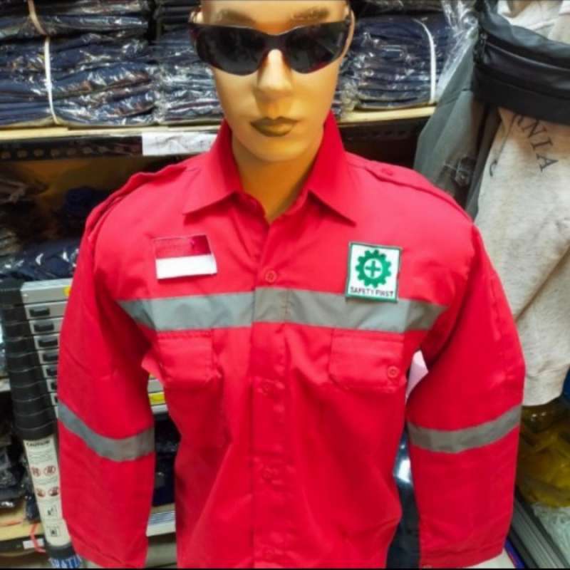 Promo Baju safety proyek/seeagam safety lengan panjang +logo k3 dan ...