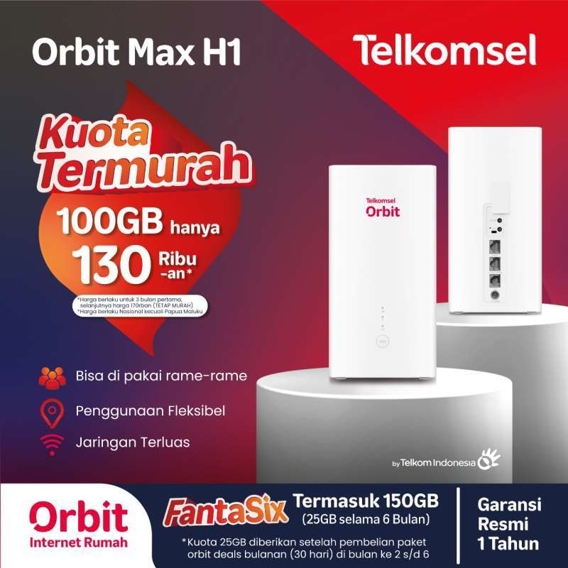 Promo Telkomsel Orbit Max H1 Modem WiFi 4G High Speed Bonus Data Diskon ...