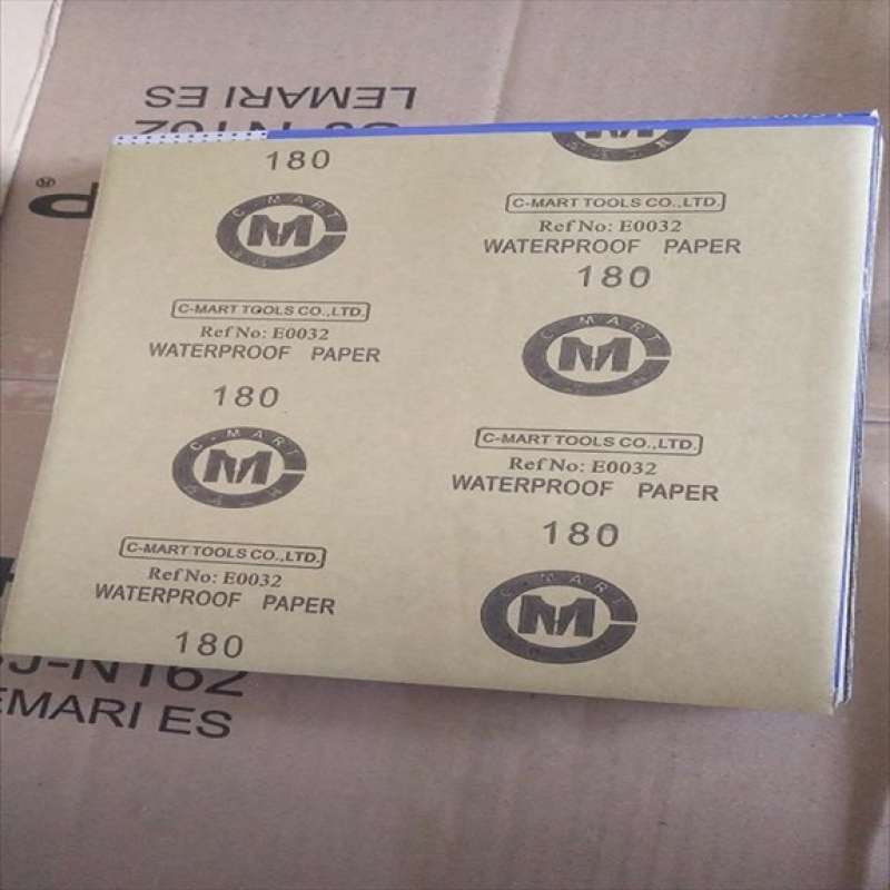 Jual Amplas Lembaran Grit 180 Paper Kertas Waterproof Abrasive Kasar C ...