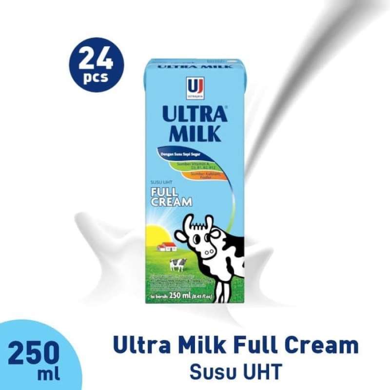 Promo Ultra Milk Full Cream Susu Uht [250 Ml/ 24 Pcs/ Karton] Diskon 6% ...