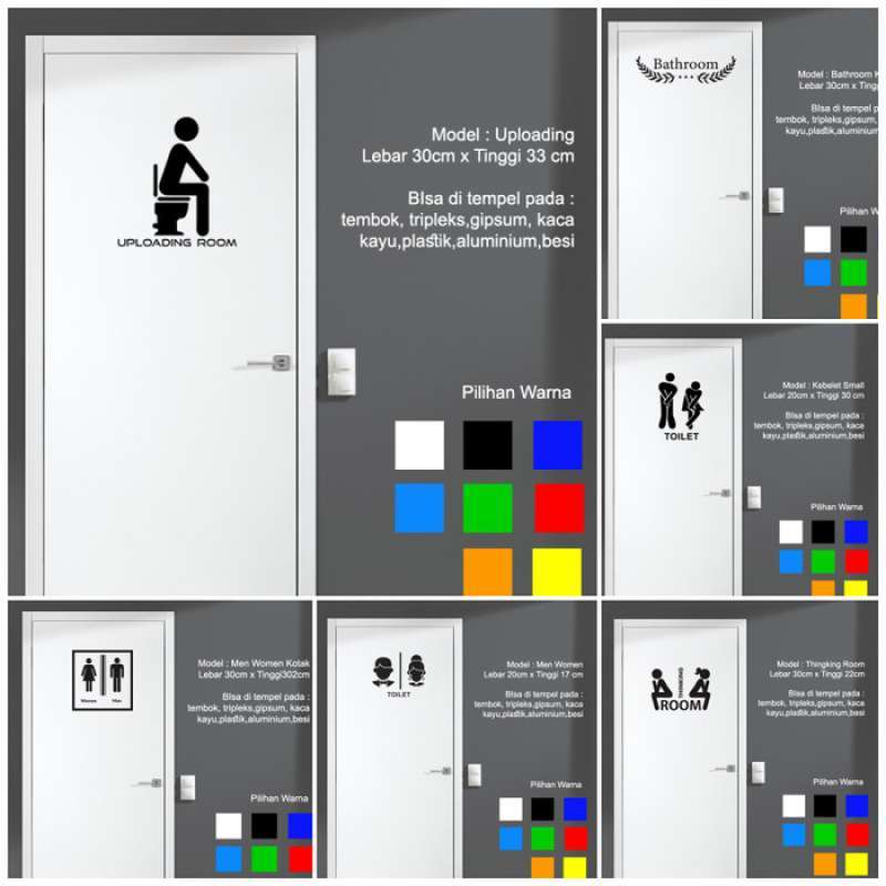 Promo Sticker WC Toilet #1 Room Stiker Pintu Dinding Cafe Rumah Kamar ...