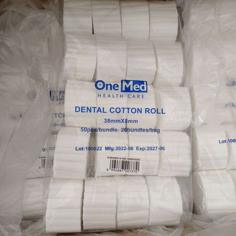 Jual Dental Cotton Roll 8mm Pouch Onemed isi 20 Pak di Seller ...