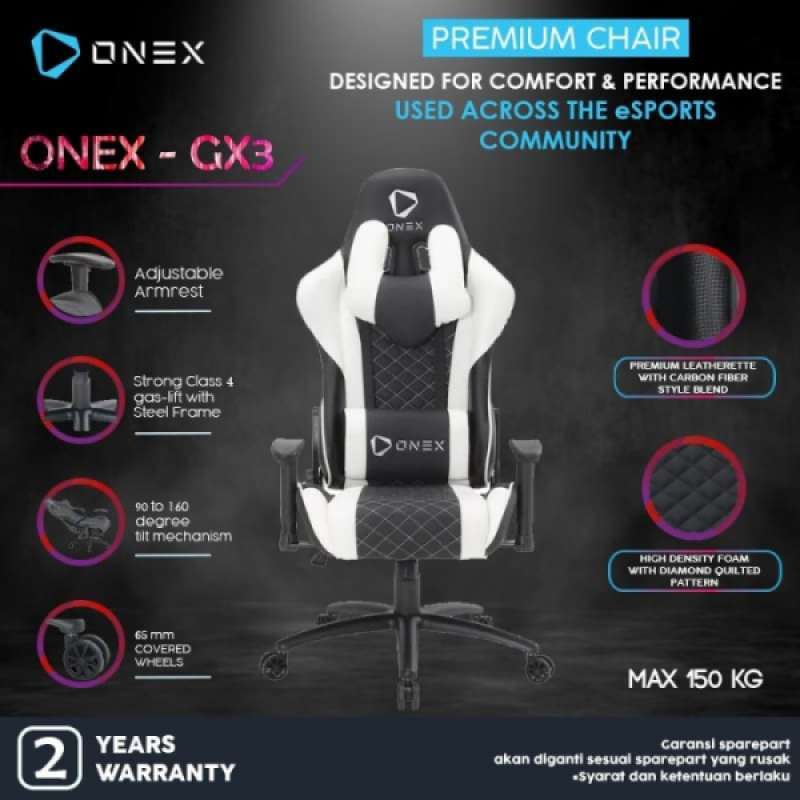 Promo Onex Gx3 Premium Quality Gaming Chair Kursi Gaming Youtuber Game Putih Diskon 15% di ...