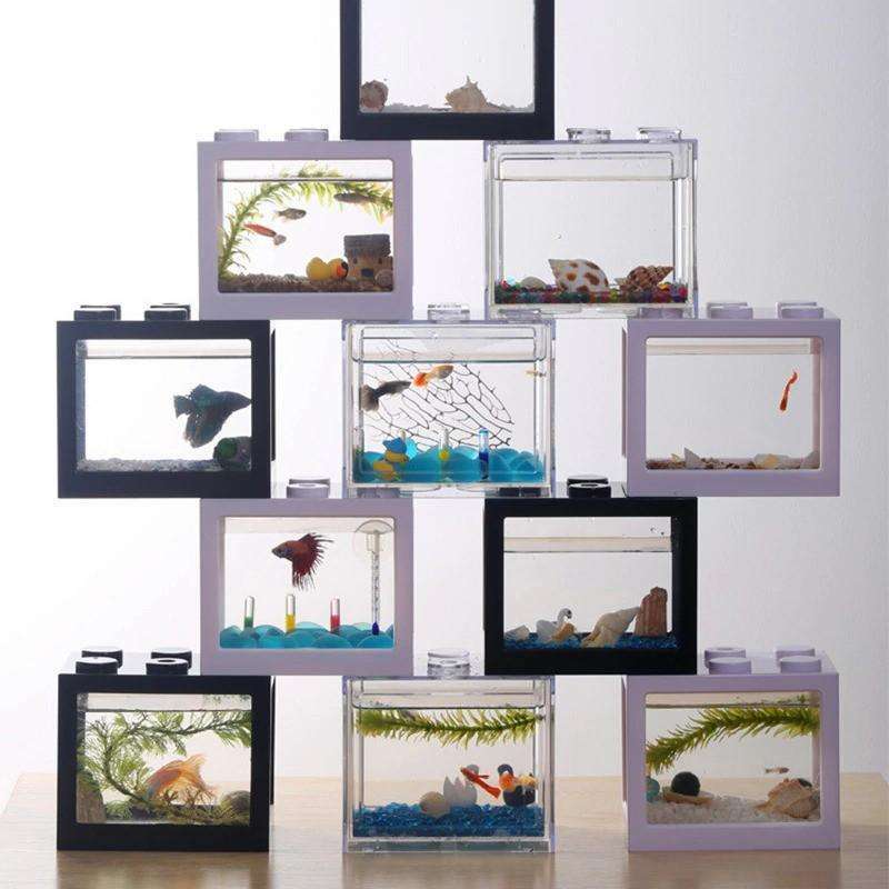 Jual Aquarium Mini Cupang Gapy Lego Block 2 Side 8x8x11cm with USB ...
