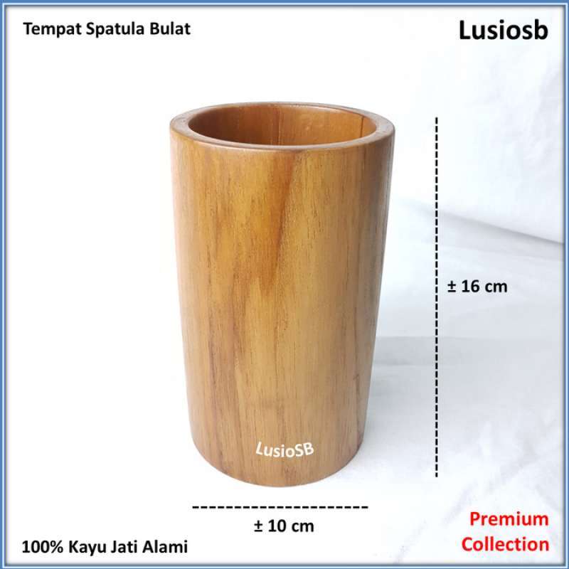 Promo LusioSB Tempat Spatula Bulat Kayu Jati / Tempat Sutil / Kotak ...