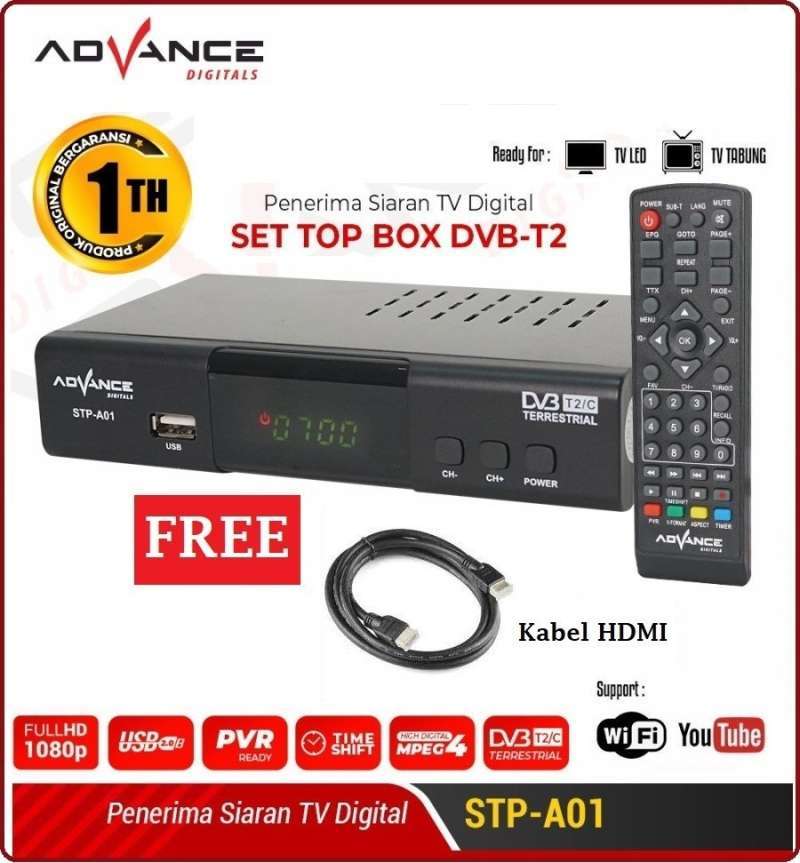 Promo Set Top Box ADVANCE STP AO1 DIGITAL DVB T2 Free Kabel HDMI Diskon ...