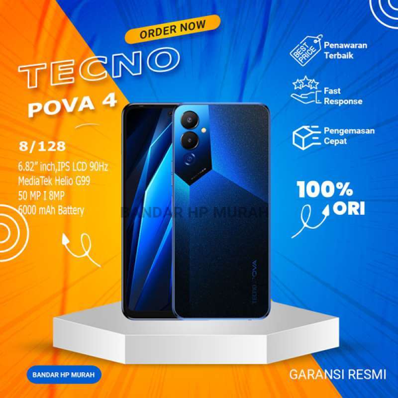 Jual TECNO POVA 4 8+5GB* + 128GB [Helio G99, 6.82 HD+ 90Hz, NFC, 6000mAh 18W, 50MP, Android 12 ...