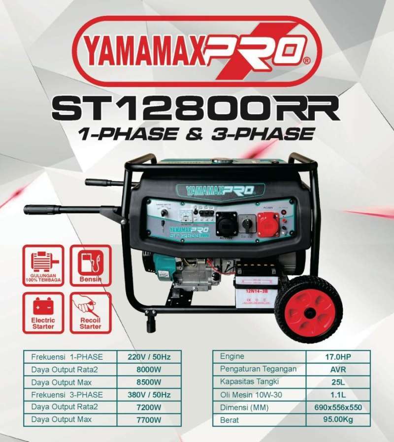 Jual GENSET YAMAMAX ST 12800 RR 1 PHASE DAN 3 PHASE / 8500 WATT, 7700 ...