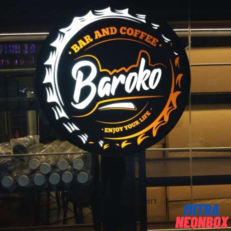 Promo neon box bulat neonbox bulat 100cm 120cm 2 sisi Diskon 5% di ...