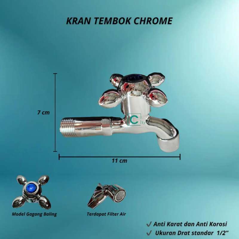 Jual Kran Air Putar Babet 1/2 Inci 0.5 L Keran Baling Cuci Tembok Taman ...