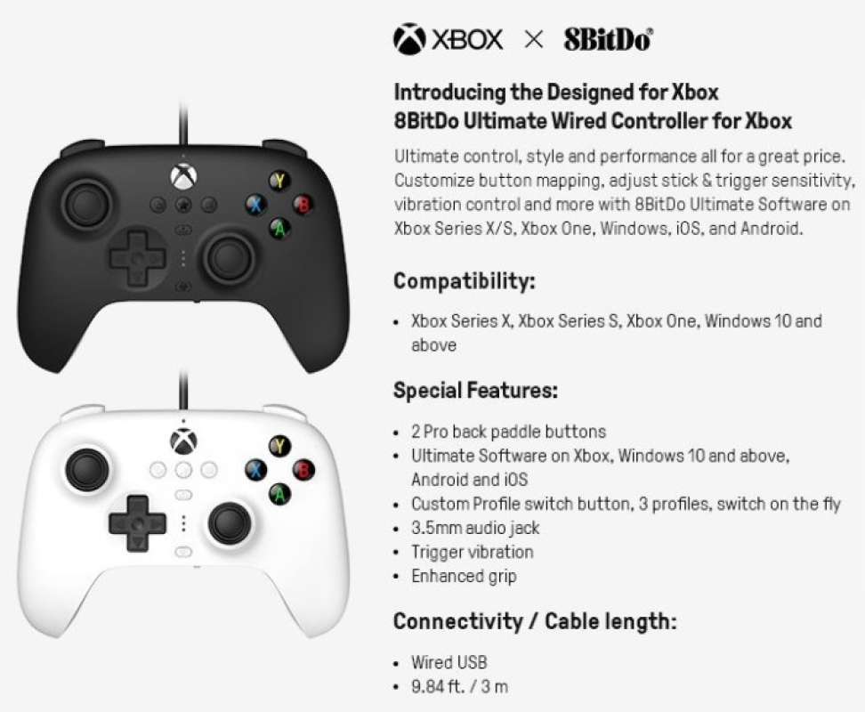 Promo 8Bitdo Ultimate Wired Controller Xbox Gamepad Windows PC Xbox ...