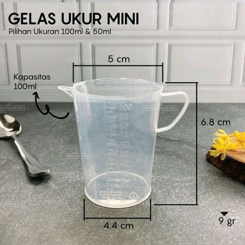 Jual Gelas ukur plastik 50ml 100ml measuring cup 100 ml murah garis ...