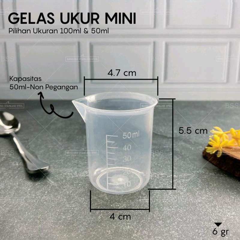Jual Gelas ukur plastik 50ml 100ml measuring cup 100 ml murah garis ...