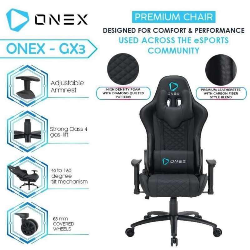 Jual ONEX GX3 Premium Quality Gaming Chair Kursi Hitam di Seller CMF ...