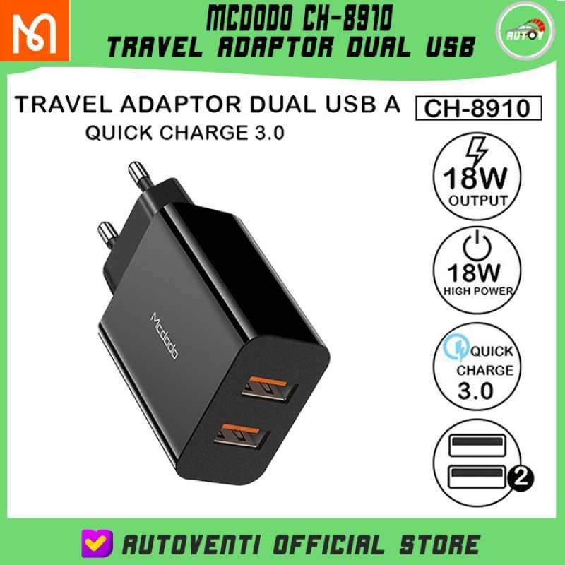 Jual Jual MCDODO CH-8910 ADAPTER KEPALA CHARGER USB DUAL FAST CHARGING 18W Berkualitas di Seller ...
