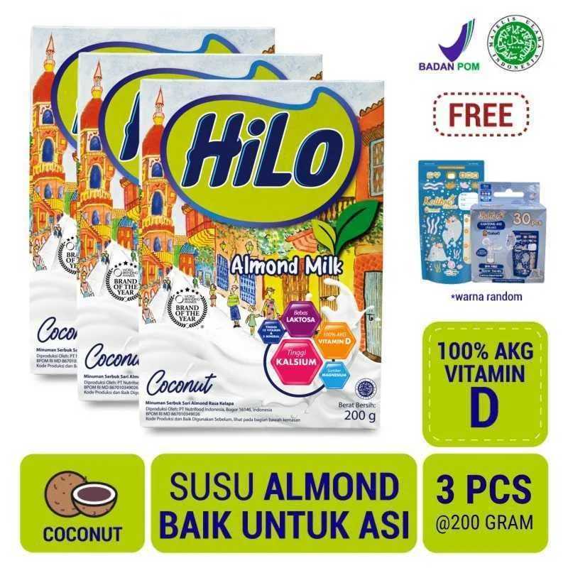 Jual WHS - Free Kantong Asi - Triple Pack HiLo Almond Milk rasa Coconut ...