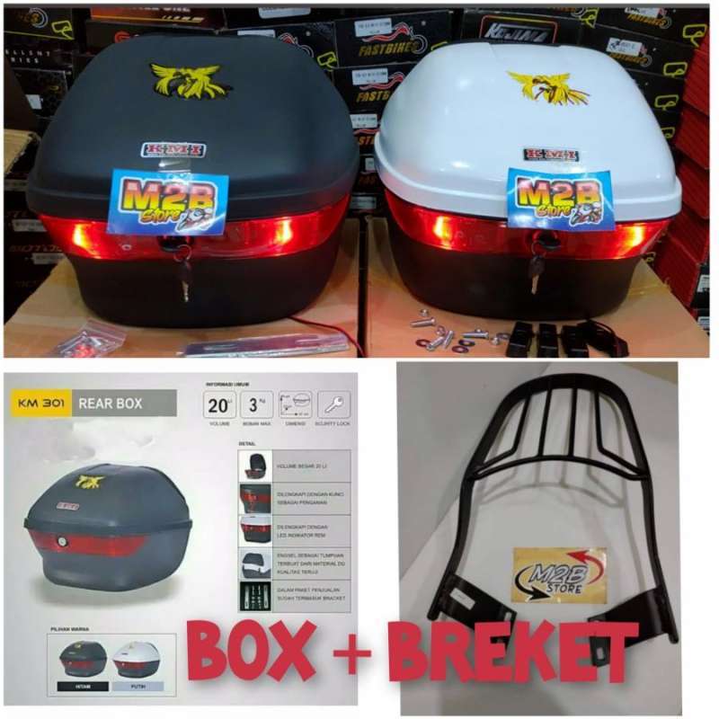 Jual Box Motor Kmi 301 Plus Dudukan Box Komplit Tinggal Pasang Hitam ...