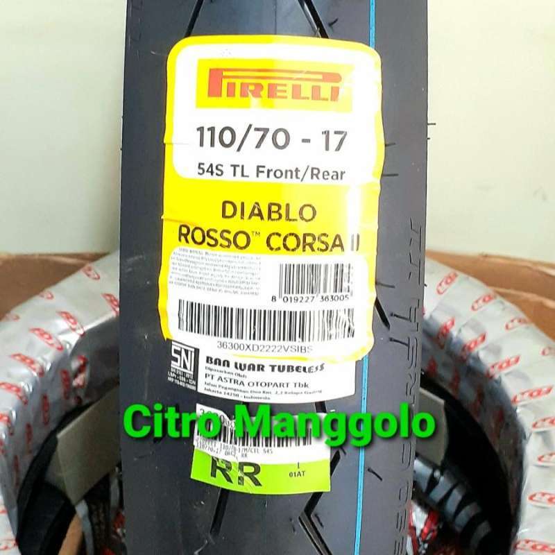 Jual Ban 110/70 R17 Soft Compound Pirelli Diablo Rosso Corsa ll di ...