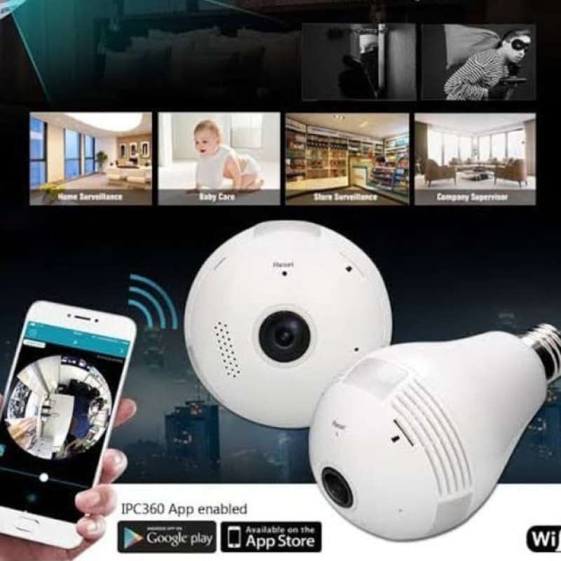 Jual CCTV Bohlam/CCTV Bulb Camera IP Camera 360 view Panorama Night ...