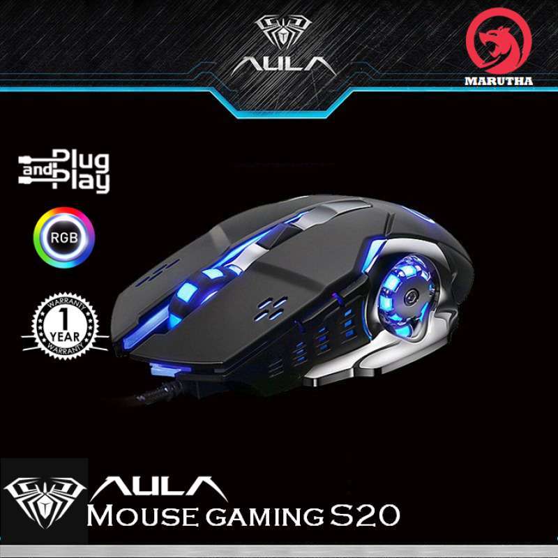 Jual Aula Mouse Gaming S20 With 2400DPI RGB Driver Macro Software di Seller Marutha_Gaming ...