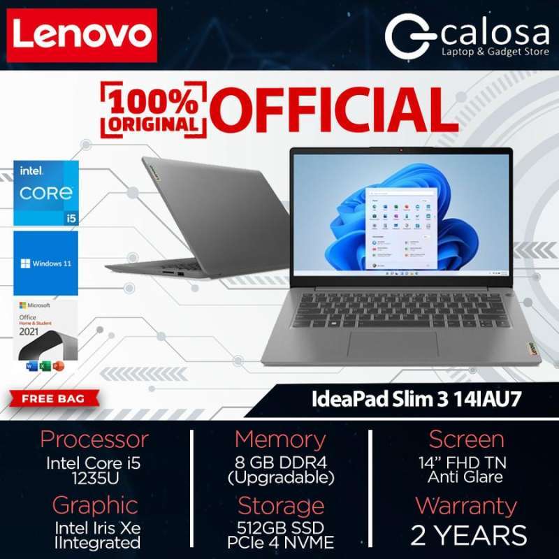 Jual Lenovo IdeaPad Slim 3 14IAU7 Core I5 1235U 8GB 16GB 512GB SSD W11 OHS 8 Gb Di Seller