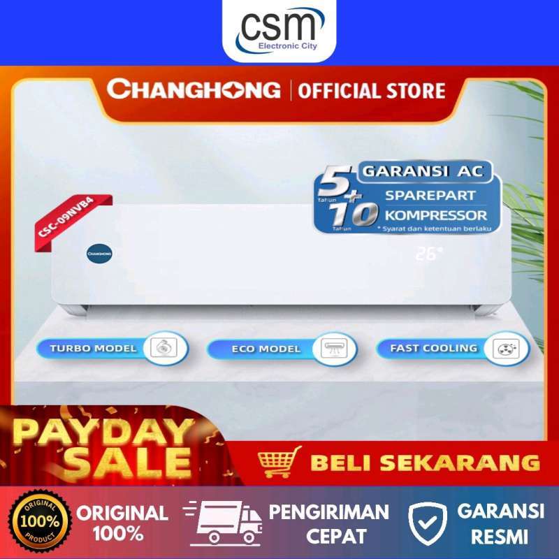 Jual AC CHANGHONG 1 PK CSC-09NVB [1 PK] R32 INDOOR+OUTDOOR UNIT ONLY GARANSI RESMI di Seller PT ...