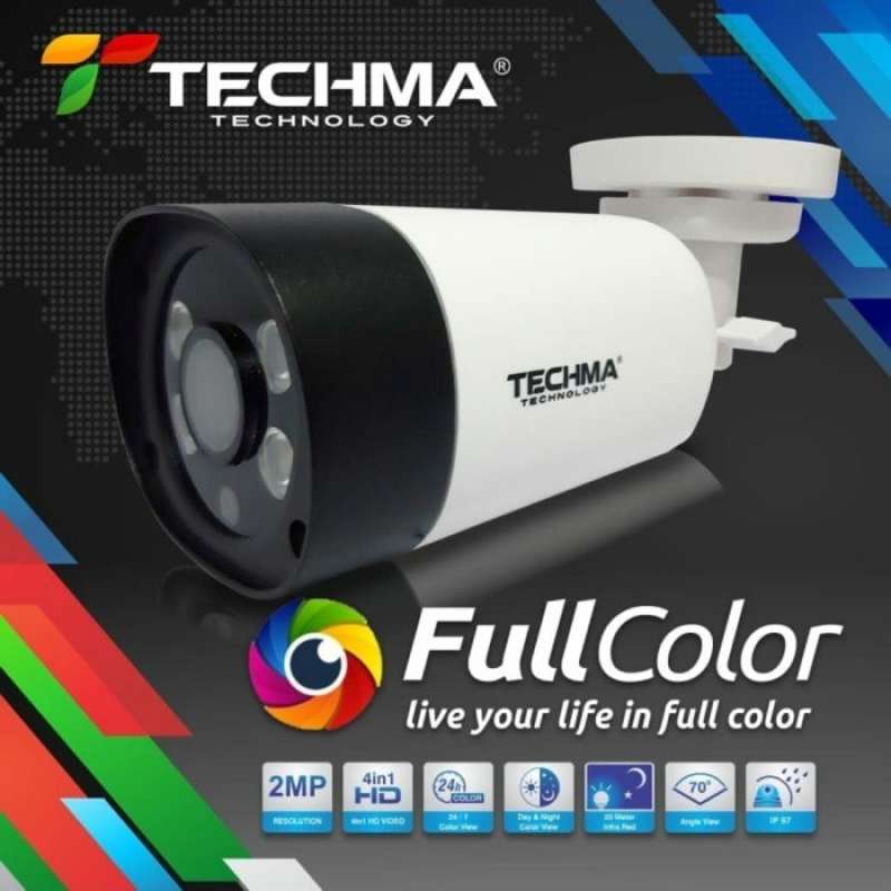 Promo CAMERA CCTV TECHMA 2MP OUTDOOR 24 JAM BERWARNA COLORVU GARANSI ...