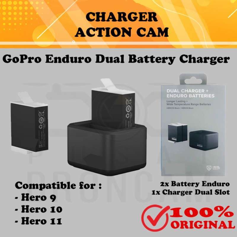 Promo GoPro Enduro Dual Battery Charger Hero 11 - Hero 10 Original Go ...