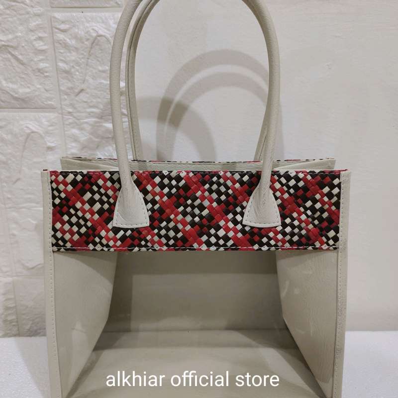 Promo Tas PARCEL MIKA PANDAN VINIL CREAM tas parcel anyaman etnik gift ...