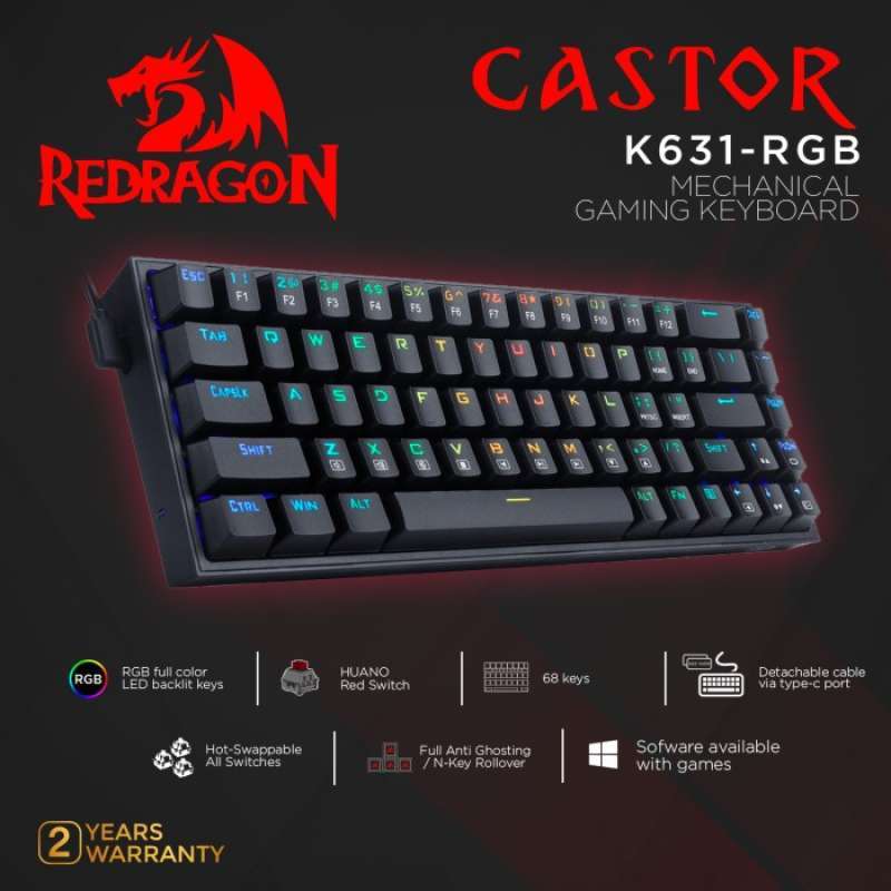 Promo Tanpa Merk Redragon Universal Mech Gaming Keyboard 68 Keys RGB ...
