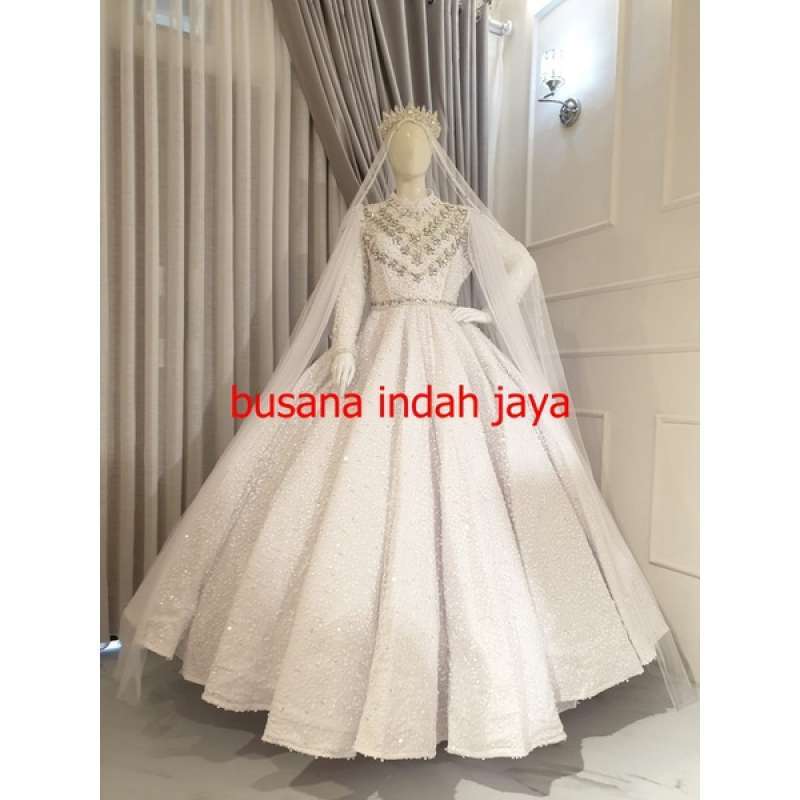 Gaun Putih Wedding Baju Akad Nikah Putih