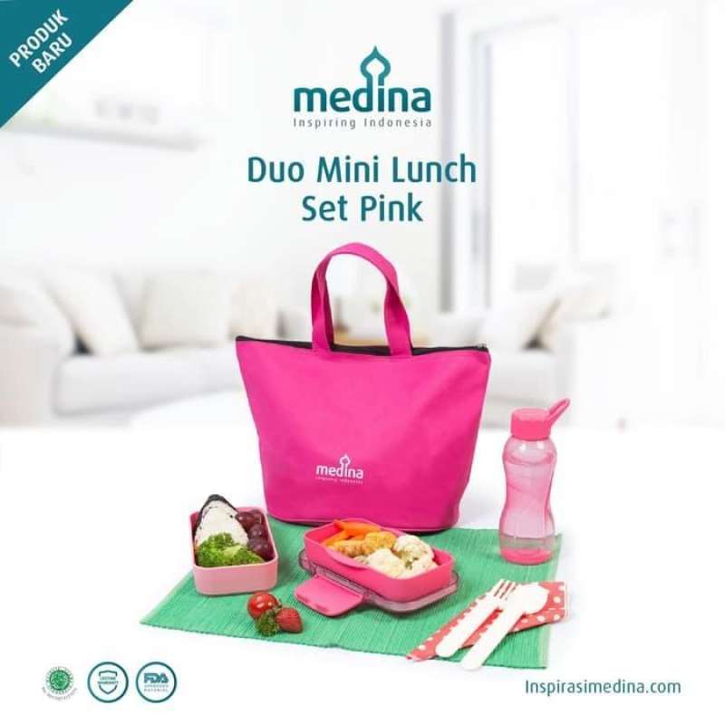 Jual New Medina Duo Mini Lunch Set Pink Bekal Tempat Kotak Makan di ...