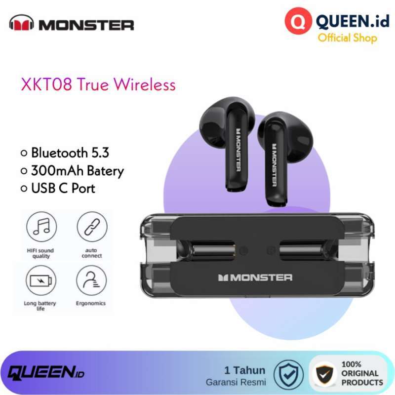 Promo Monster XKT08 Wireless Bluetooth Headset TWS HiFi Earbuds BT 5.3 ...