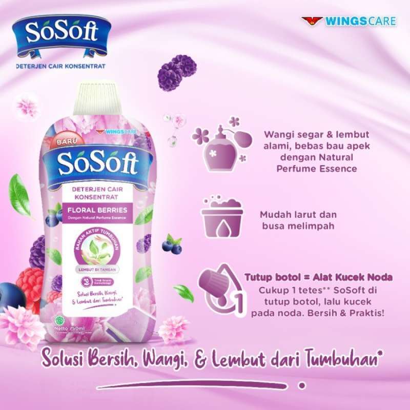Promo Sosoft | So Soft Deterjen Cair Konsentrat Floral Berries Botol ...