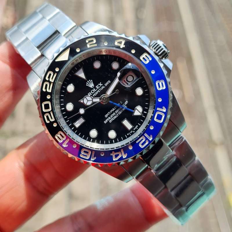 Jual Jam Tangan Pria Rolex GMT Master II Batman Black & Blue Automatic ...