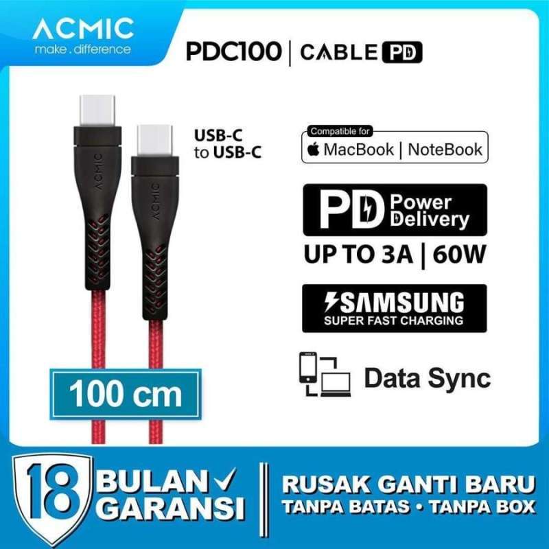 Jual ACMIC PDC100 Power Delivery (PD) 100cm Cable USB Type C to USB ...