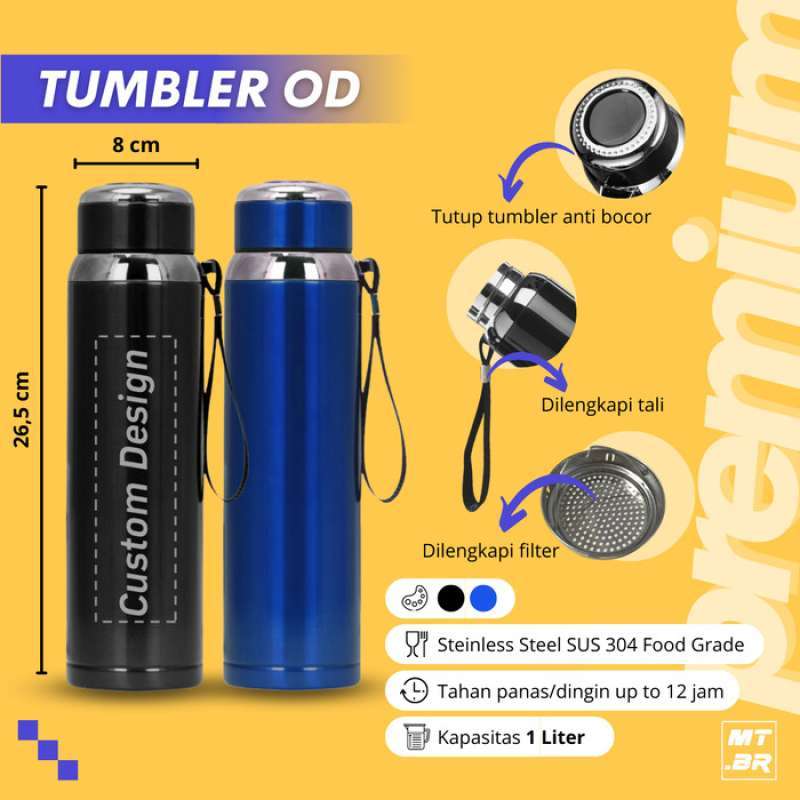 Promo Tumbler Termos Custom Desain Logo Tulisan Kapasitas 1 Liter ...