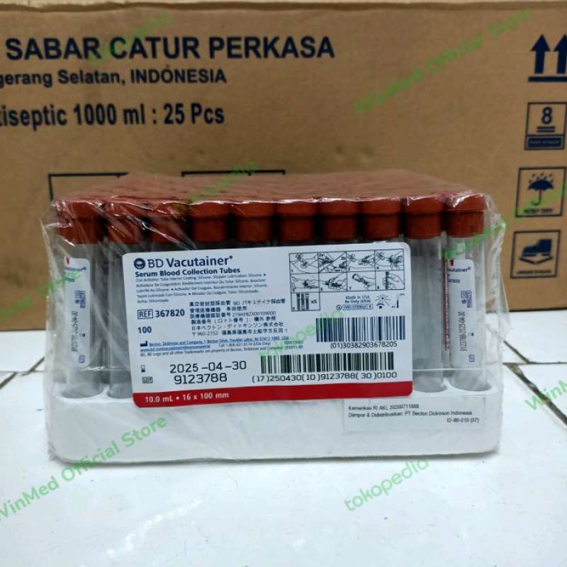Jual BD VACUTAINER TABUNG SERUM / TUBE PLN PLC 16X100MM RED 10ML di ...