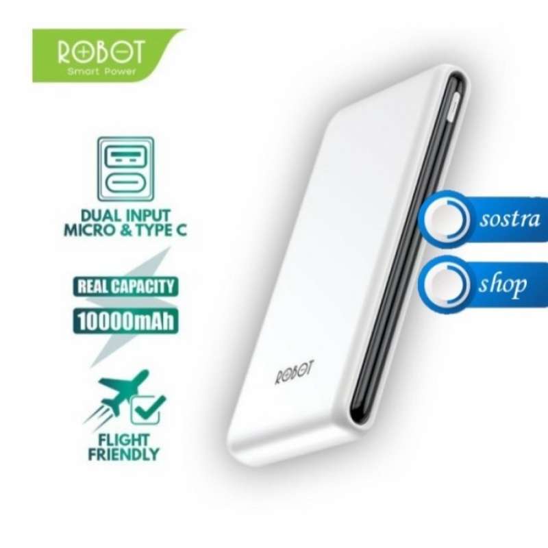 Promo Power Bank 10000 Mah Robot Rt180 Dual Input Port Type-C Micro Usb ...