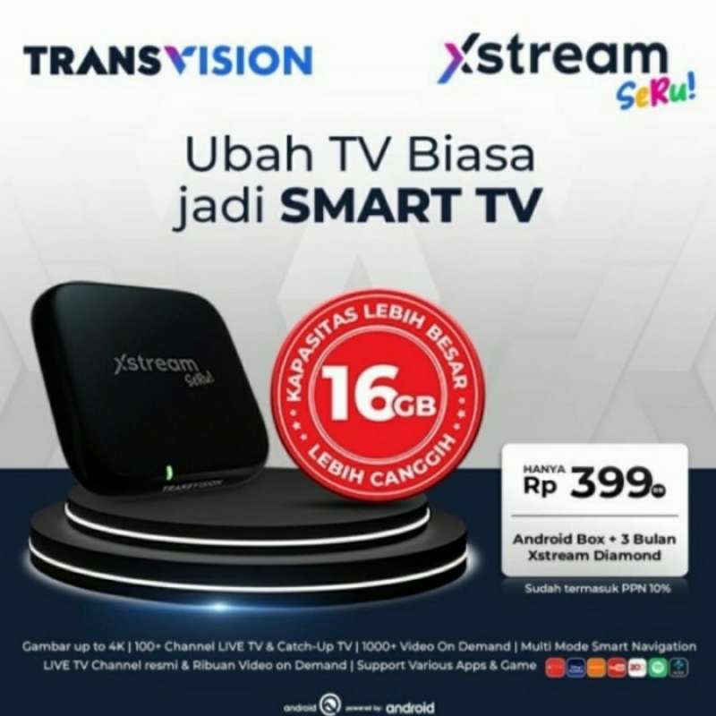 Jual Android TV Box Tramsvision Exstream Seru 2Gb/16Gb Free Paket ...