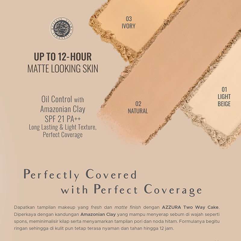 Jual Azzura Two Way Cake Matte Finish Bedak Foundation Spf 21 - 03 ...